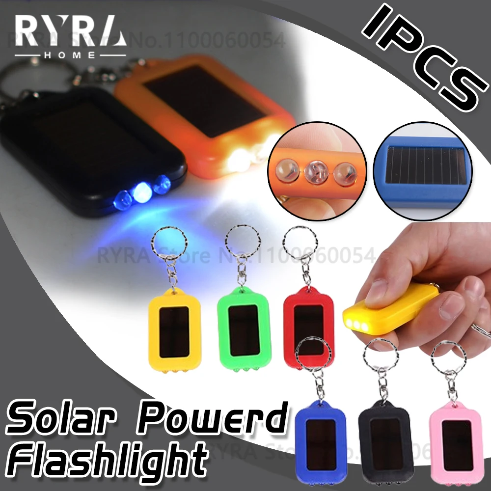 LED-Solar-Panel-Electric-Torch-Key-Chain-Flashlight-Portable-Camping ...