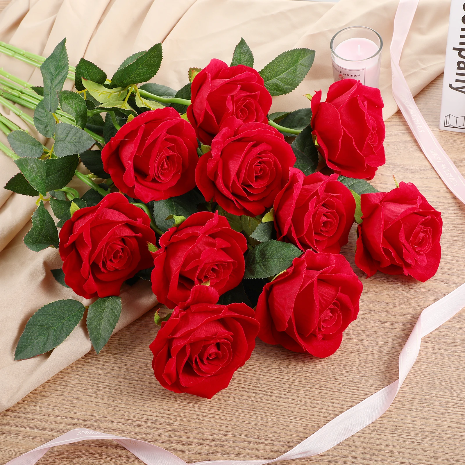 50cm-Red-Roses-Artificial-Flowers-For-Wedding-Decoration-Home-Room ...