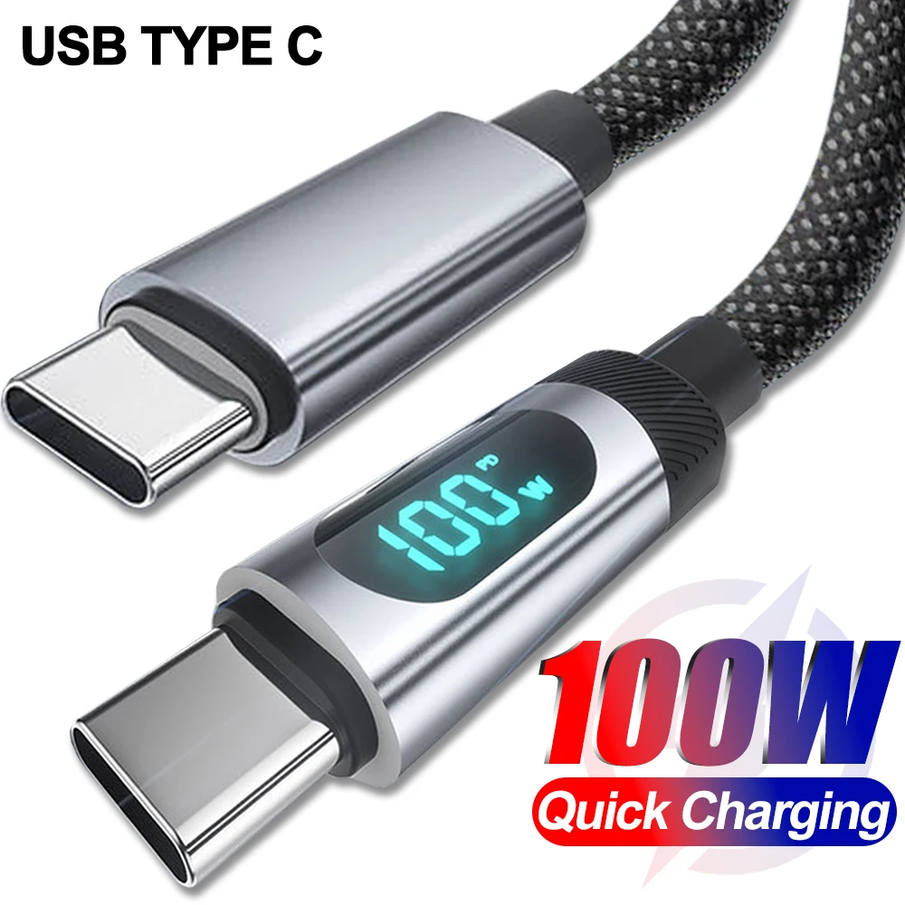Sturdy Nylon Braided USB Type C Charger Cord 100W High-speed Charging ...