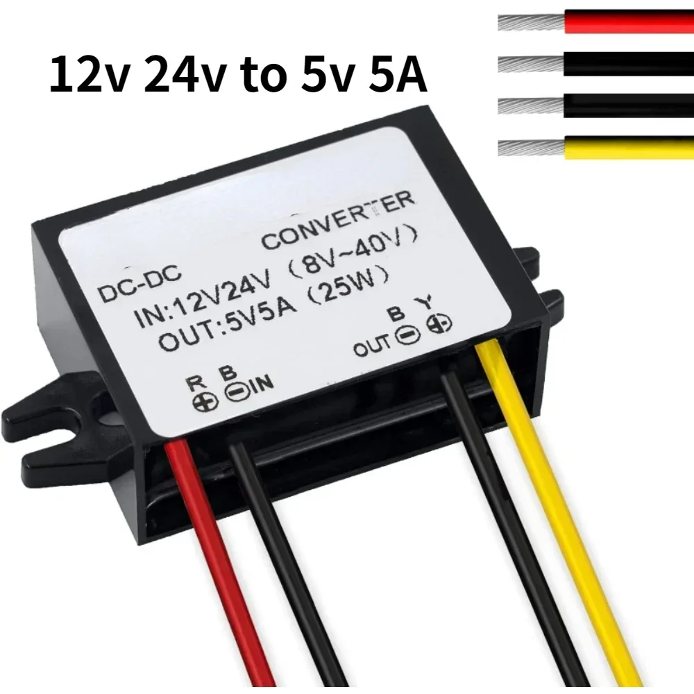 DC-12v-24v-to-5v-5A-25W-Step-Down-Converter-Regulator-Power-Adapter ...