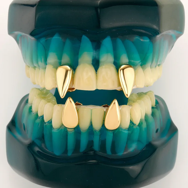 YOUNGX 4PCS/Set Smooth Surface Teeth Grillz Fangs Hip Hop Glossy Tooth ...