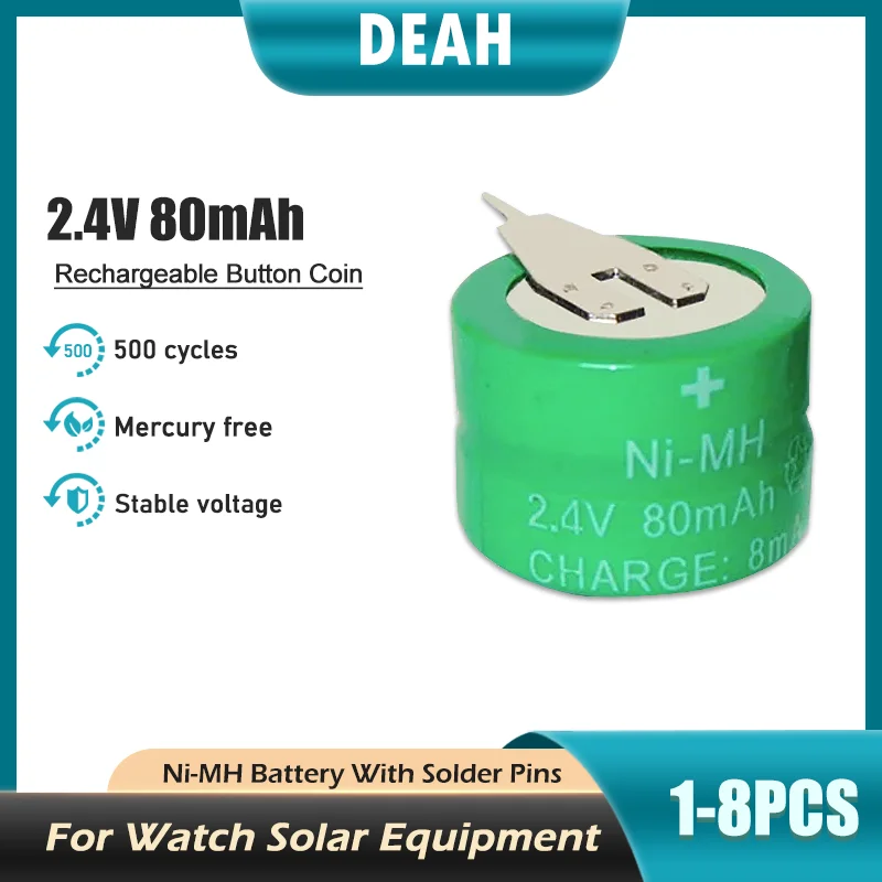 New 2.4V 80mAh Ni-MH Rechargeable Battery With Welding Pins For Calculator Car Audio Electric ...