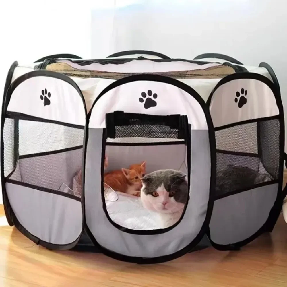 Portable-Foldable-Pet-Tent-Kennel-Durable-Foldable-Pet-Tent-Octagonal ...