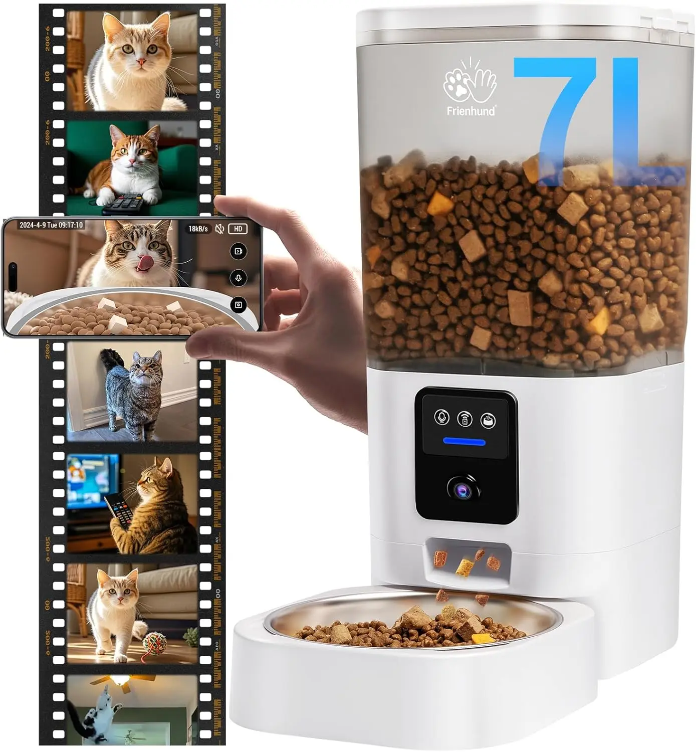 Automatic Cat Feeder with 2K Camera, 5G WiFi Dog Feeder, Night Vision ...