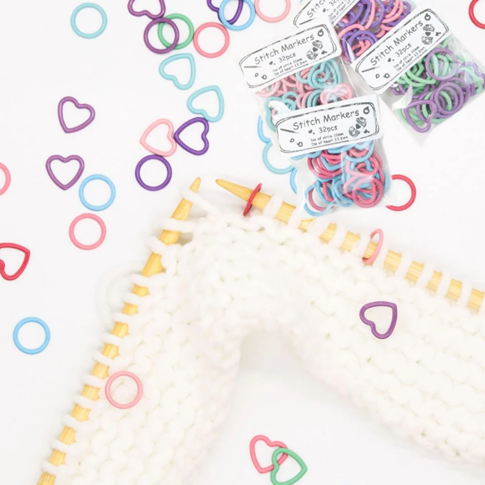 Mixed-Color-Metal-Wood-Small-Clip-Locking-Stitch-Marker-Ring-8-40pcs ...