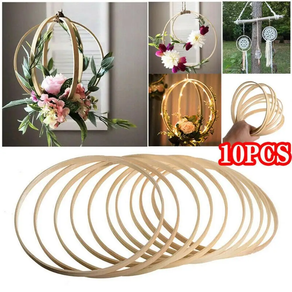 10Pcs-Dream-Catcher-Ring-Round-Wooden-Bamboo-Hoop-DIY-Floral-Crafts ...