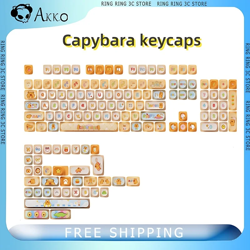 AKKO-Capybara-keycaps-Cute-Cartoon-Mechanical-Keyboard-Keycaps-PBT-Five ...