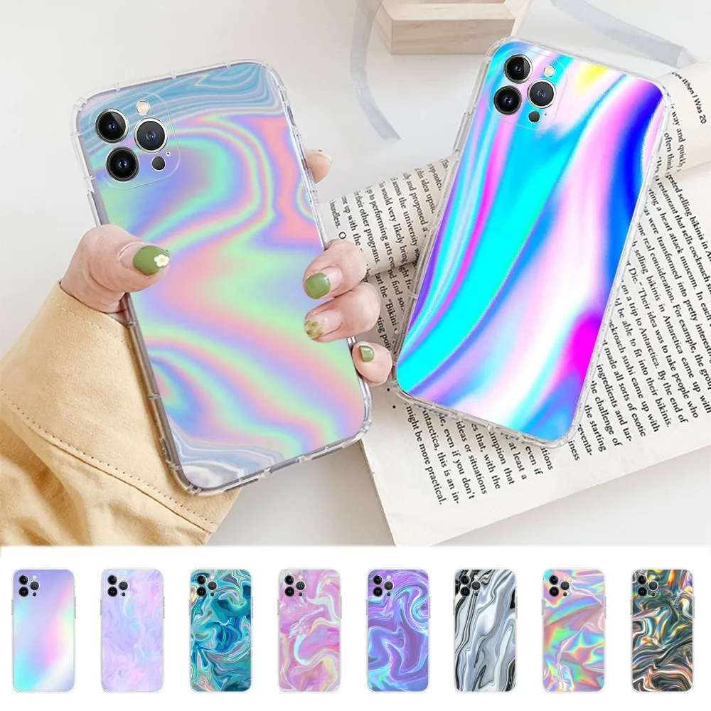 Holographic Pattern Phone Case For iPhone 15 14 13 12 11 Pro Max XS X ...