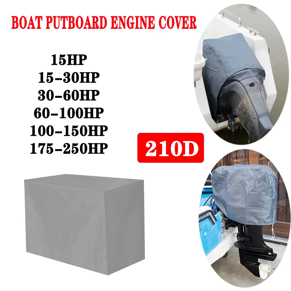 Full-Outboard-Motor-Engine-Boat-Cover-Black-210D-Oxford-Waterproof-Anti ...