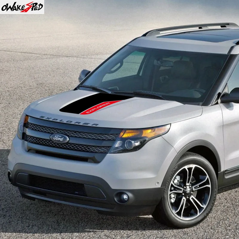 For-Ford-Explorer-Car-Hood-Bonnet-Sticker-Carbon-Fiber-Sport-Stripes ...
