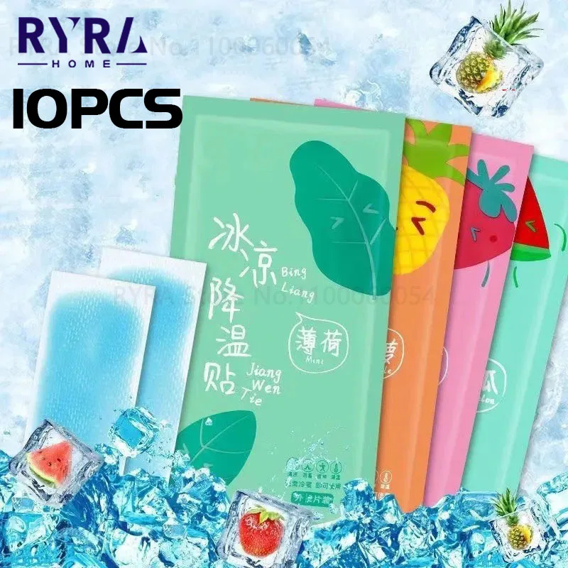 10PCS-Summer-Cool-Paste-Fruit-Flavor-Ice-Paste-Cooling-Stickers-Student ...