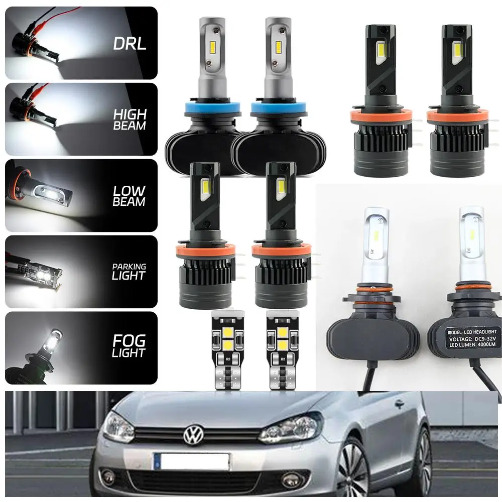 LED-Headlight-Bulbs-upgrade-Kit-Bright-White-For-VW-GOLF-VI-5K1-2008 ...