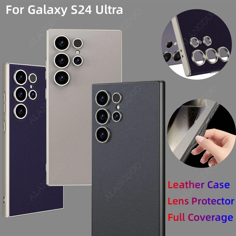 Leather-Phone-Case-For-Samsung-Galaxy-S24-Ultra-Full-Cover-Shockproof ...