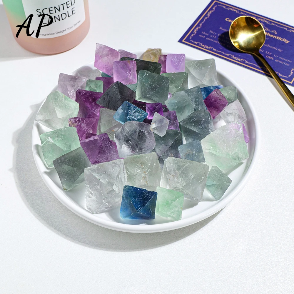 100g-bag-Natural-Crystal-Rainbow-Fluorite-Octahedron-Crafts-Healing ...
