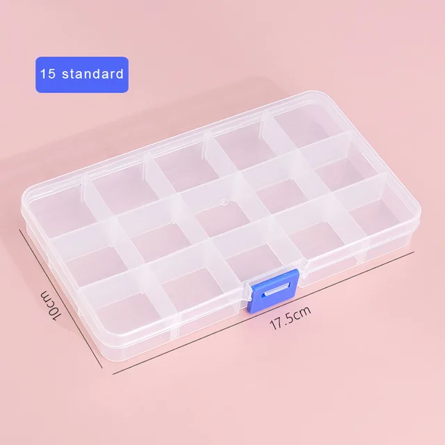 15 Grid Adjustable Plastic Jewelry Boxes Plastic Craft Organizer ...