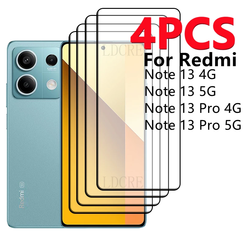 4Pcs-For-Xiaomi-Redmi-Note-13-Glass-Redmi-Note-13-Tempered-Glass-Full ...