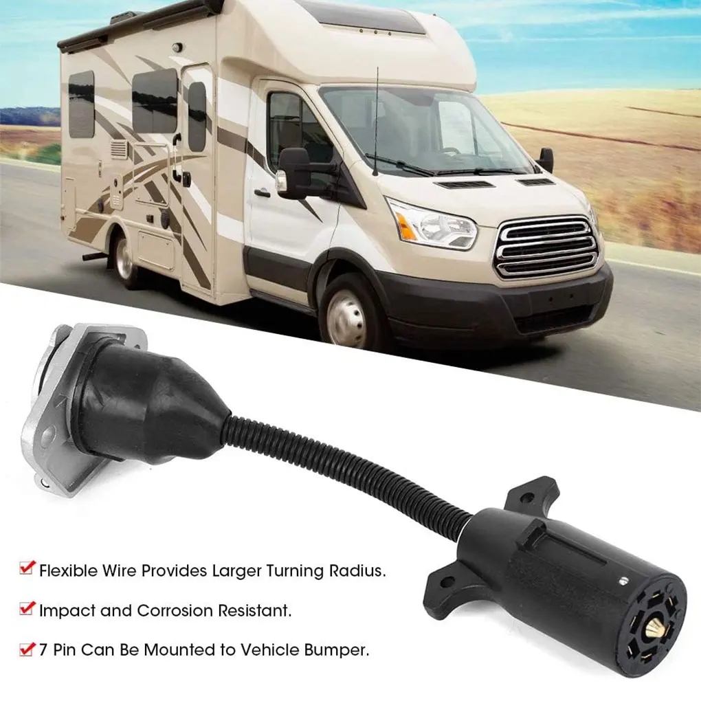 Plastic-And-Metal-Materials-7-way-RV-Style-Blade-Plug-To-7-pole-Round ...