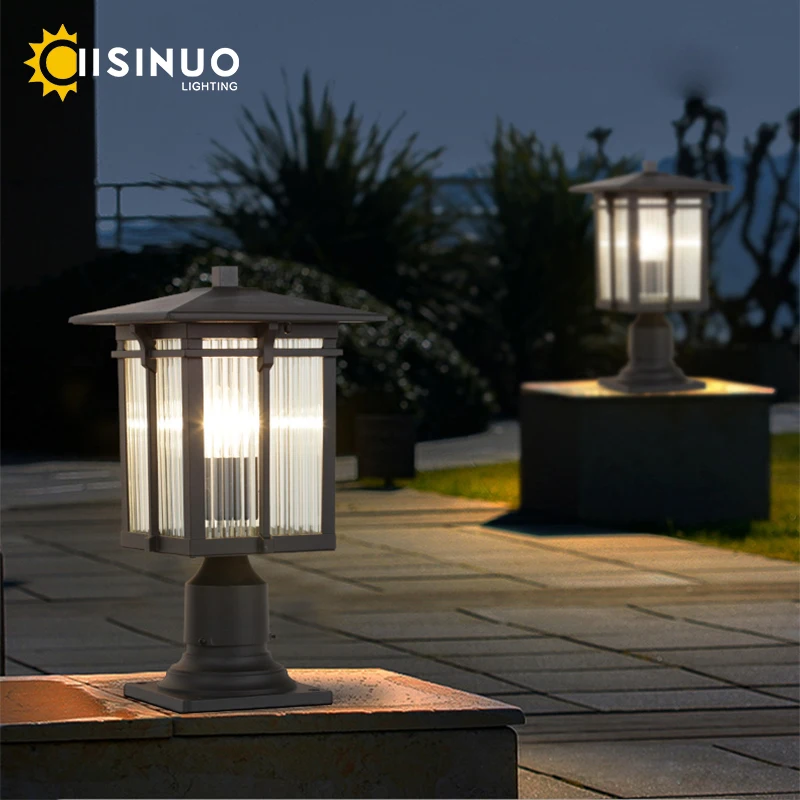 Outdoor-Post-Lights-with-Pier-Mount-Pillar-Lamp-Black-Aluminum ...