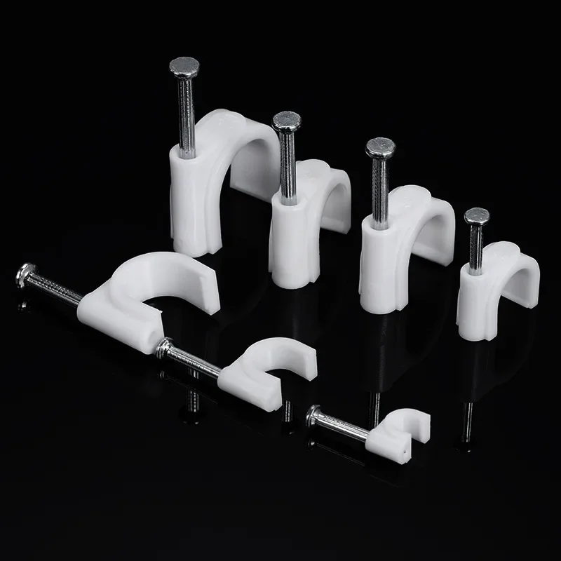 100Pcs U Shape Nail Clip Circle Cable Pipe Fixing Wall Hanging PVC Pipe ...