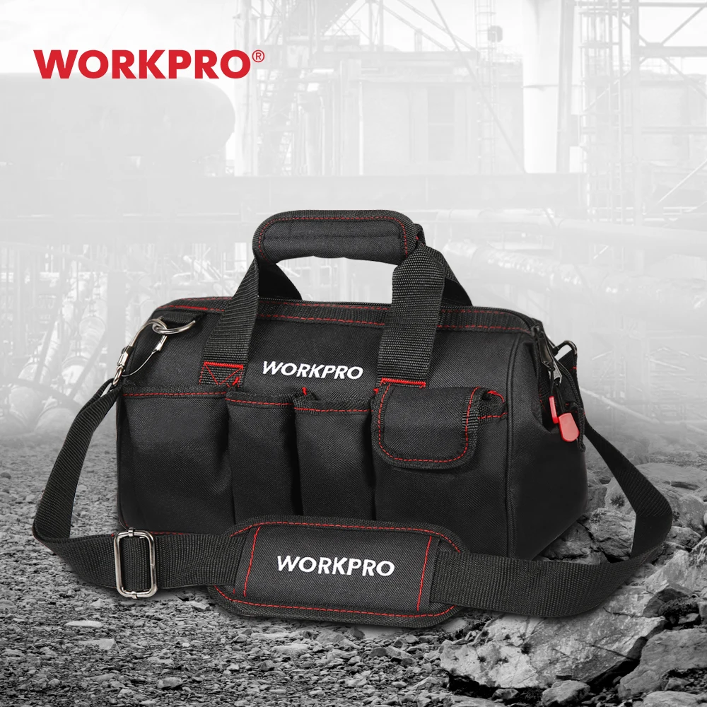 WORKPRO Bolsa de herramientas 600D para electricista, bolso de hombro de poliéster de 12/14/16 ...