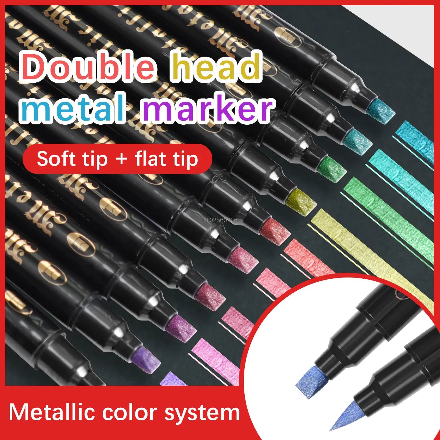 36 Colors Brush Markers Set Soft Flat Tip Metallic Paint Acrylic Pens ...