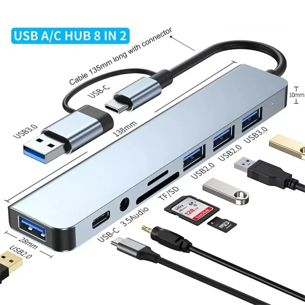 USB-A-Type-C-Hub-Concentrator-Docking-Station-Multi-Adapter-SD-TF-Card ...