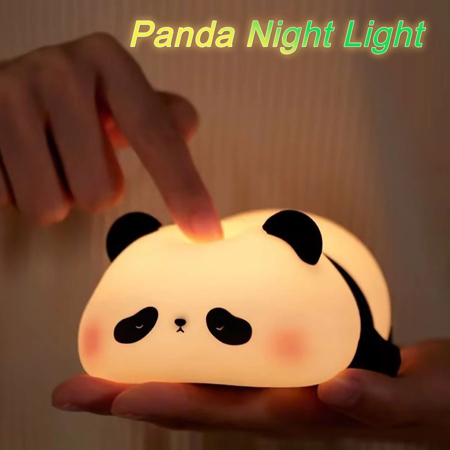USB-Rechargeable-Panda-LED-Night-Light-Touch-Sensor-Silicone-Patting ...