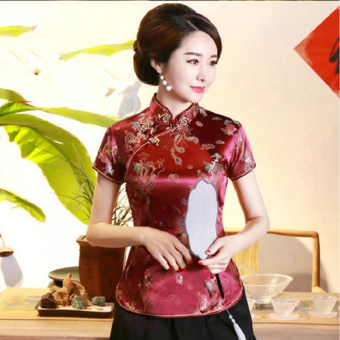 Plus Size Chinese Style Classic Blouse Spring Summer Female Tang Style ...