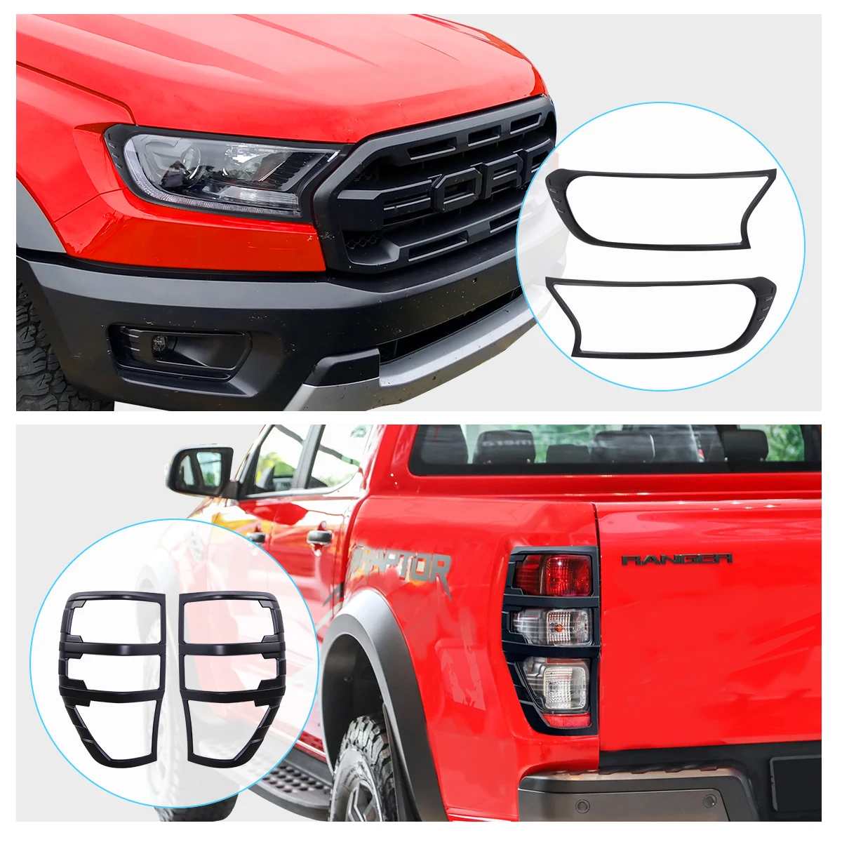 Headlight-Cover-Tail-Lights-Trim-Cover-Set-for-Ford-Ranger-Raptor-2015 ...