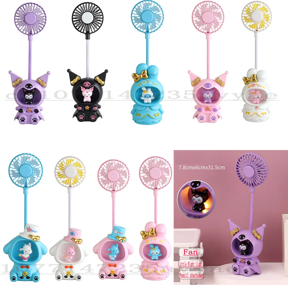 Kawaii-Kuromi-My-Melody-Folding-Eye-LED-Fan-Light-Foldable-Protection ...
