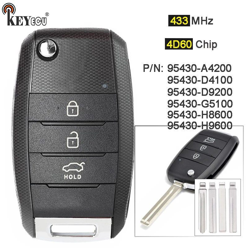KEYECU 434MHz 4D60 Chip 95430-D9200 95430-H8600 95430-A4200 95430-D4100 ...