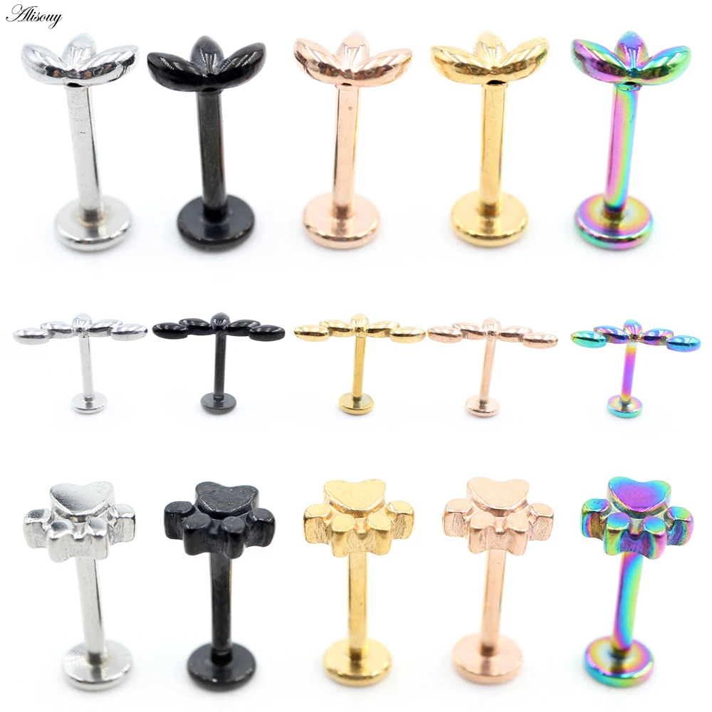 Alisouy-pendientes-de-acero-inoxidable-con-huellas-de-perro-Piercing ...