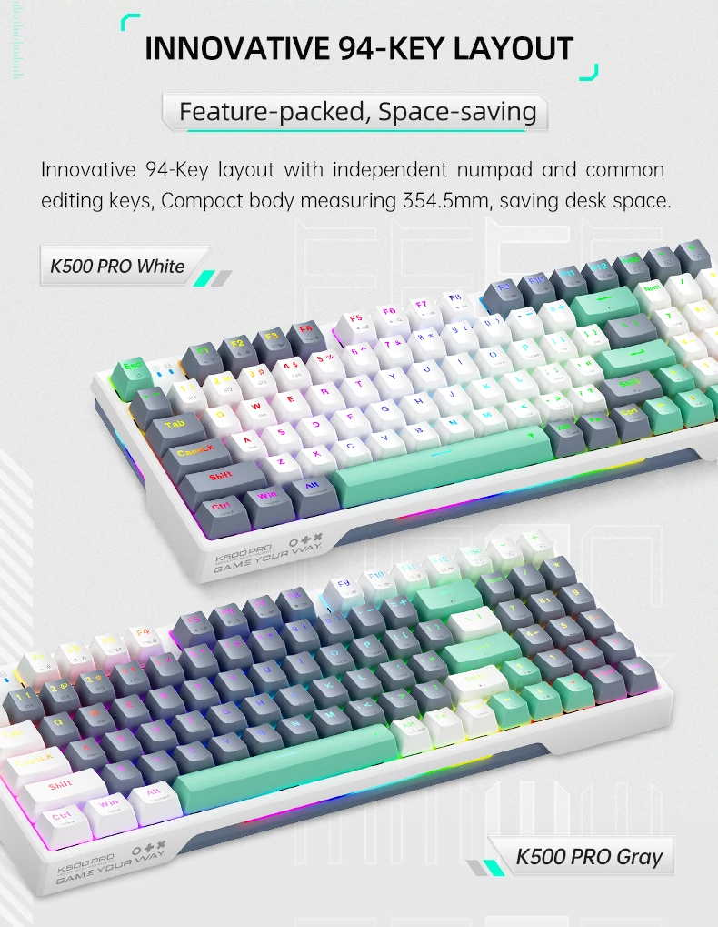 Machneike K500 Pro Gasket Mounted Hot-swap Wireless Mechanical Keyboard ...