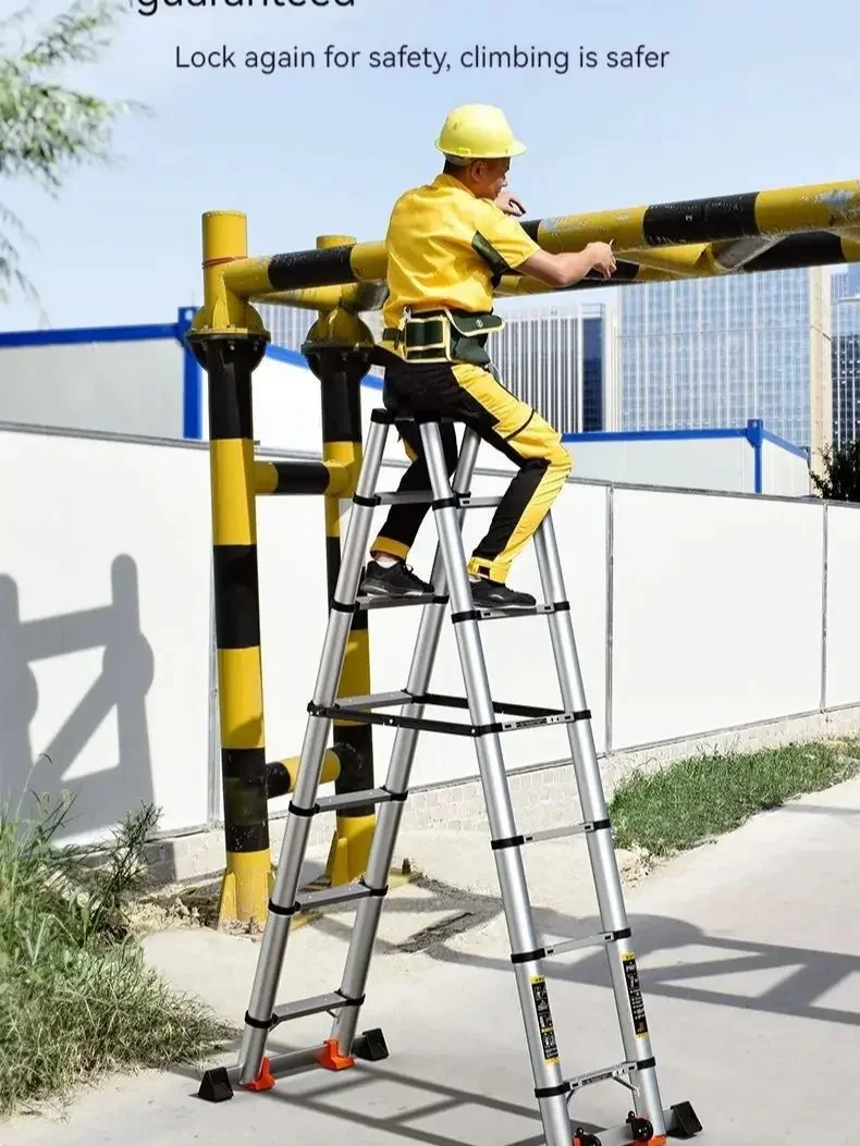5M-New-Foldable-Ladders-Stable-telescopic-aluminum-ladder-Multi-Purpose ...
