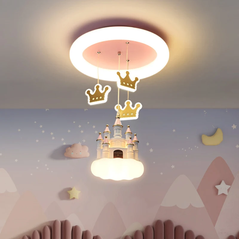 Pink Sky Castle Chandeliers Romantic Little Girl Bedroom Lamps Nordic ...