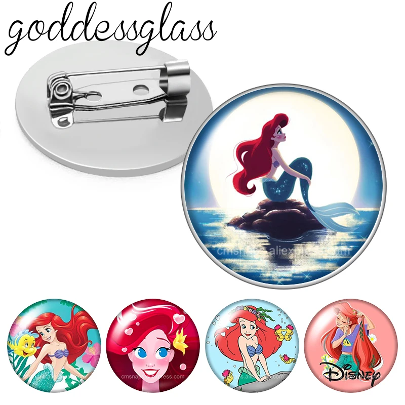 Disney-The-Little-Mermaid-Ariel-Photo-Glass-cabochon-Brooch-pinback ...