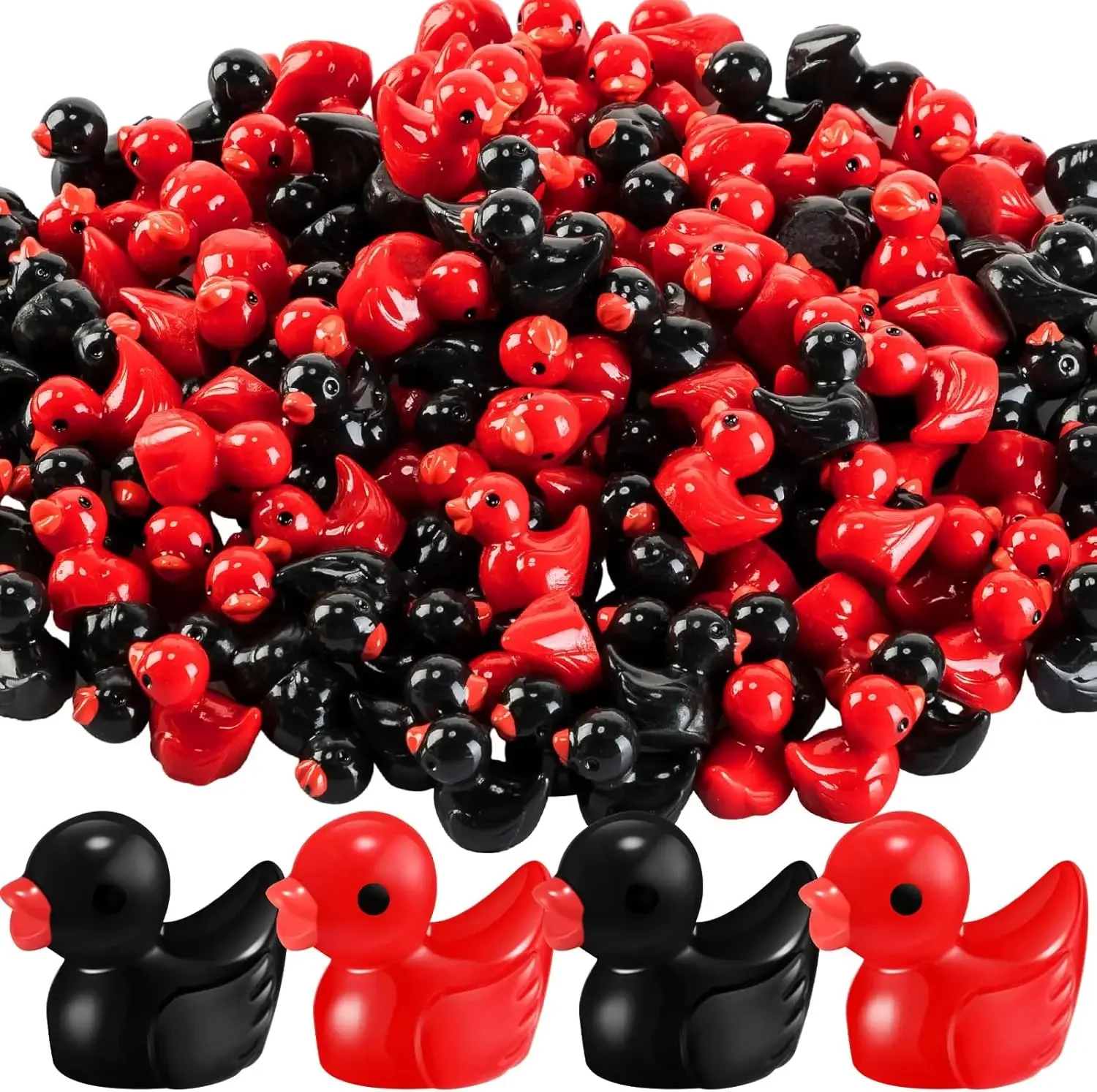 100/50pcs Red Black Tiny Ducks Mini Resin Duck Figures for Graduation ...