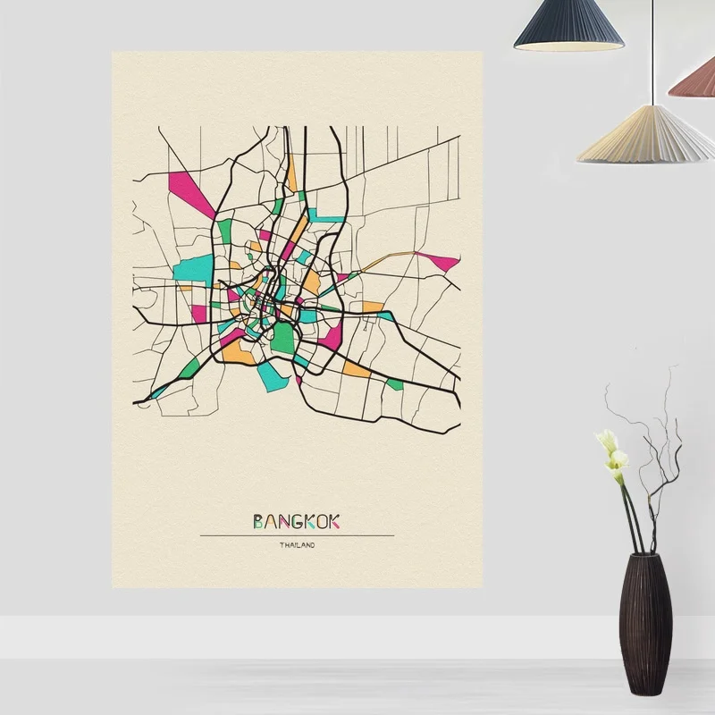 Bangkok-Map-Street-Map-world-Map-Posters-Classic-Vintage-Posters-wall ...