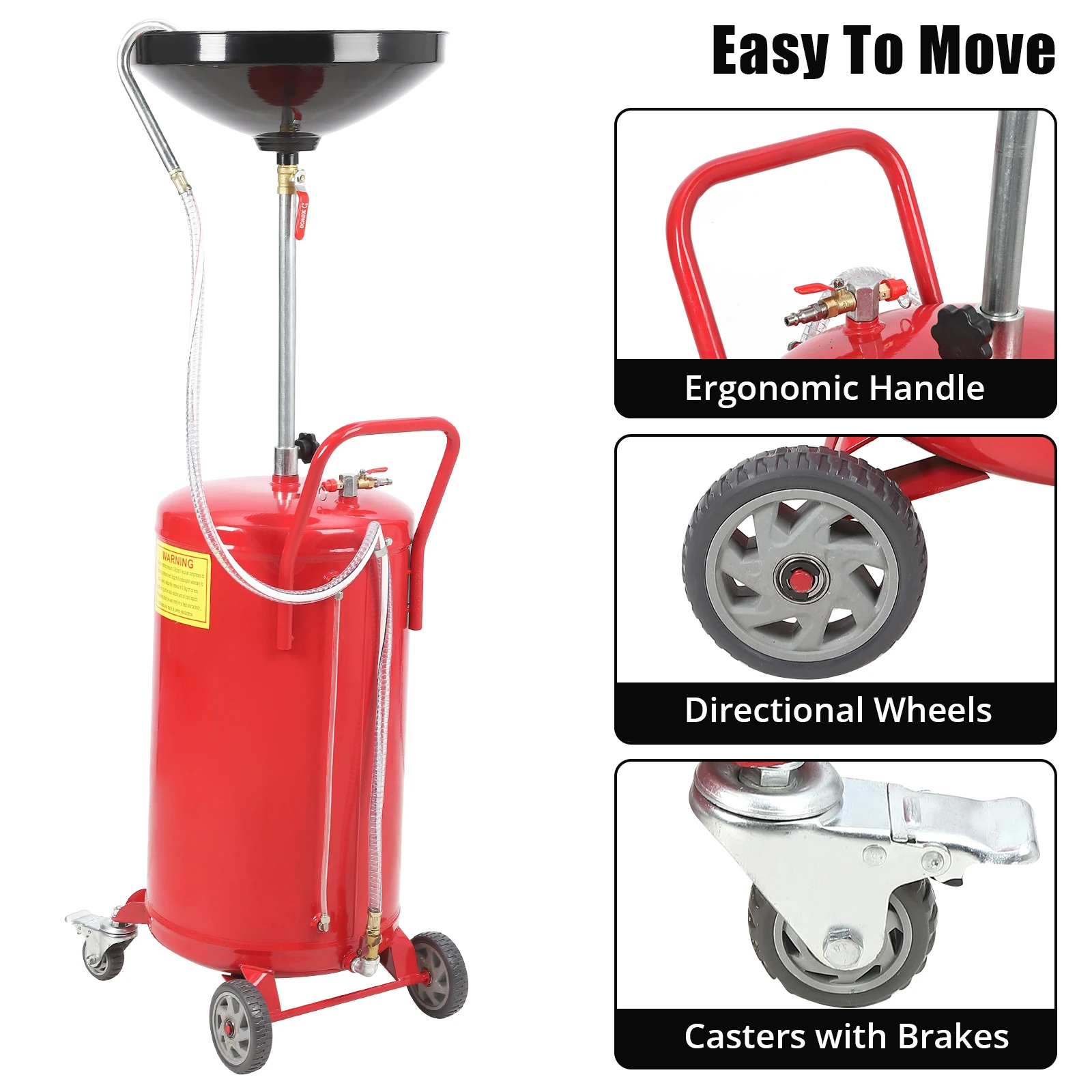 20Gallon Portable Waste Oil Drainer Tank-Industrial Fluid Drain Tank ...