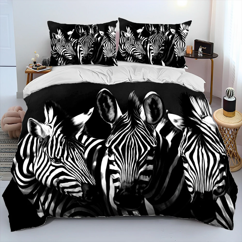 3D Wild Animal Zebra Comforter Bedding Set,Duvet Cover Bed Set Quilt ...