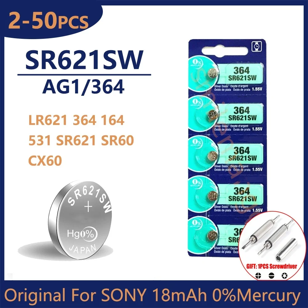 Original-For-SONY-364-SR621SW-SR60-1-55V-Button-Battery-For-Watch-Toys ...