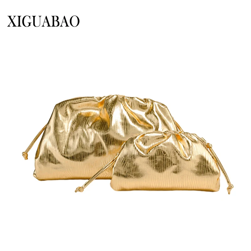 Luxury-Designer-Gold-Silver-Soft-Cloud-Bag-Women-s-Handbag-New-In ...