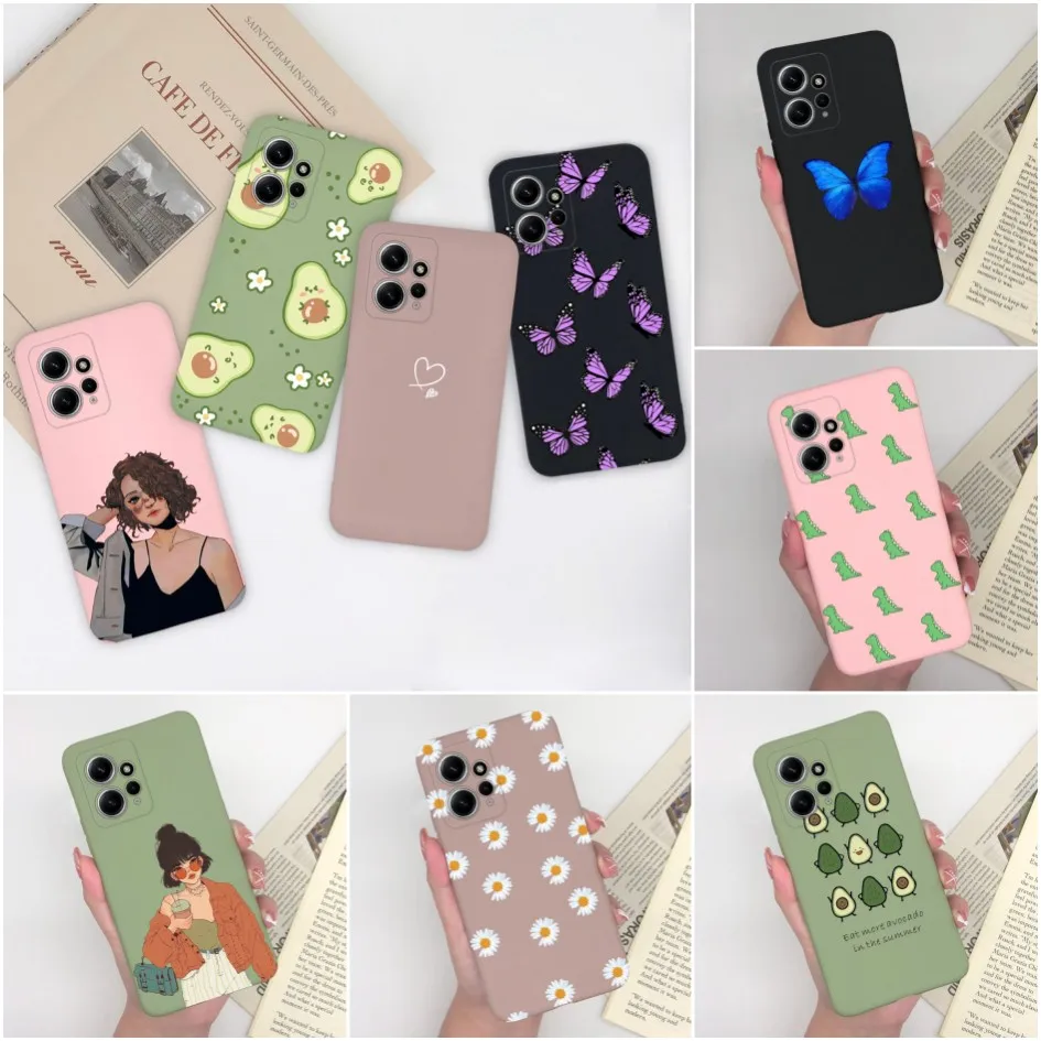 Case-For-Xiaomi-Redmi-Note-12-4G-5G-Fashion-Avocado-Butterfly-Matte ...