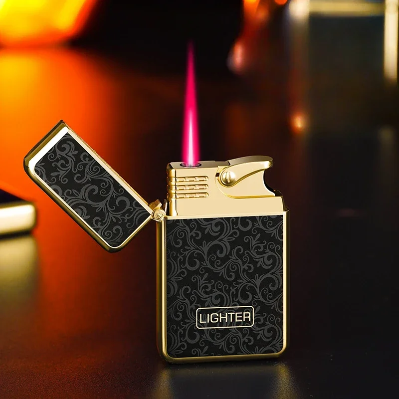 2024-Metal-Embossed-Red-Jet-Flame-Lighter-Inflatable-Butane-Gas ...