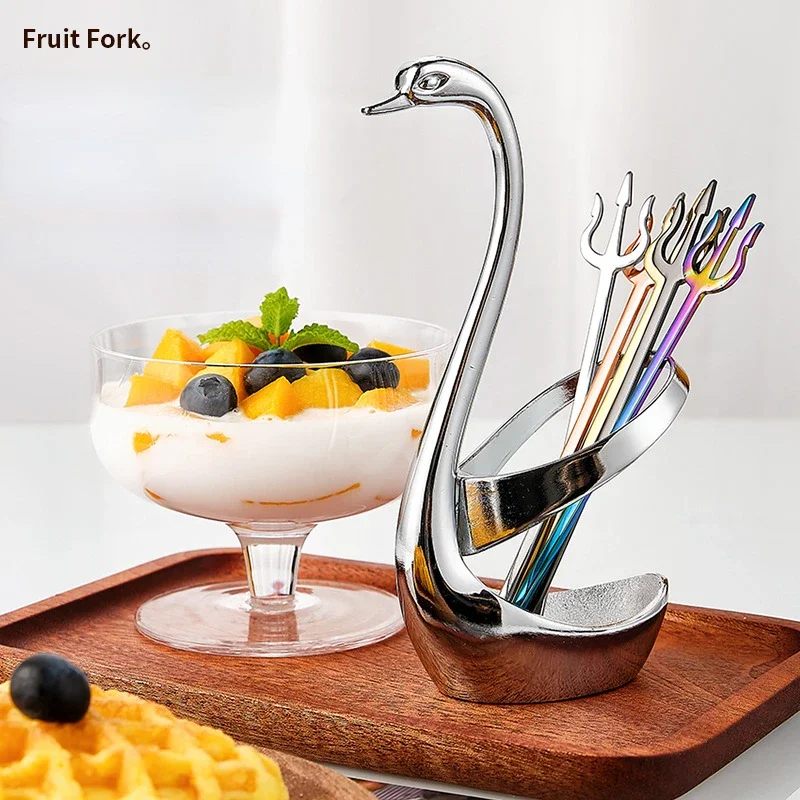 5 Pcs Trident Shape 304 Stainless Steel Fruit Fork Dessert Cake Forks ...