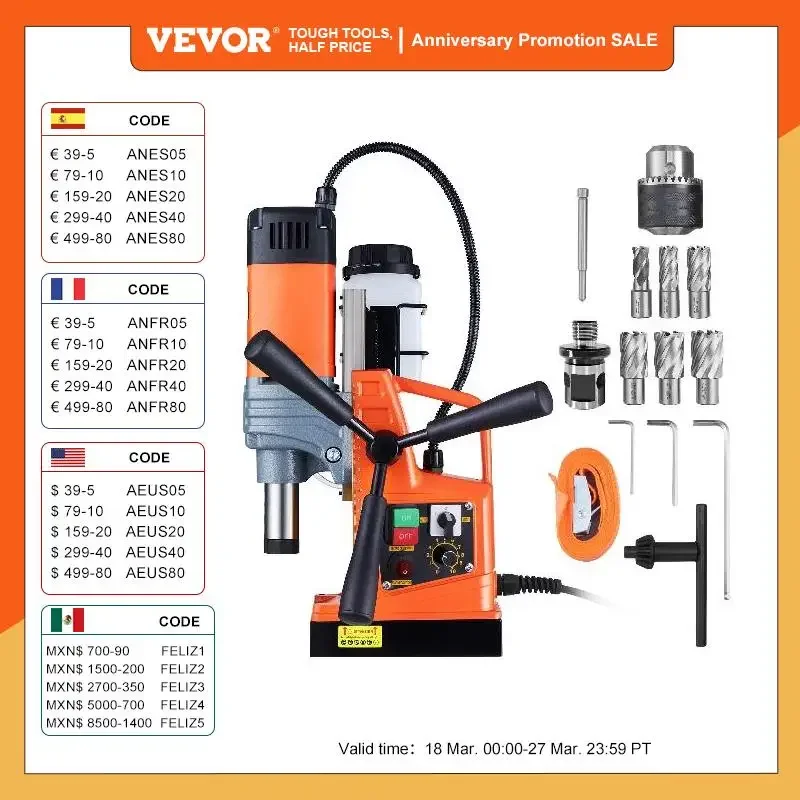 VEVOR-1300W-1400W-2-Electric-Drilling-Machine-Magnetic-Drill-Press ...