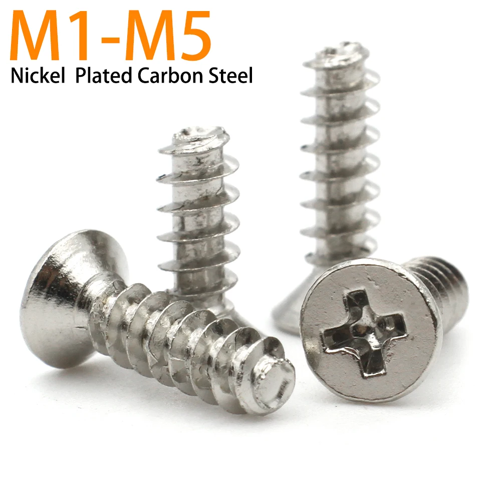 200pcs M1 M1.4 M2 M2.6 M3 M4 Carbon Steel Cross Recessed Countersunk ...