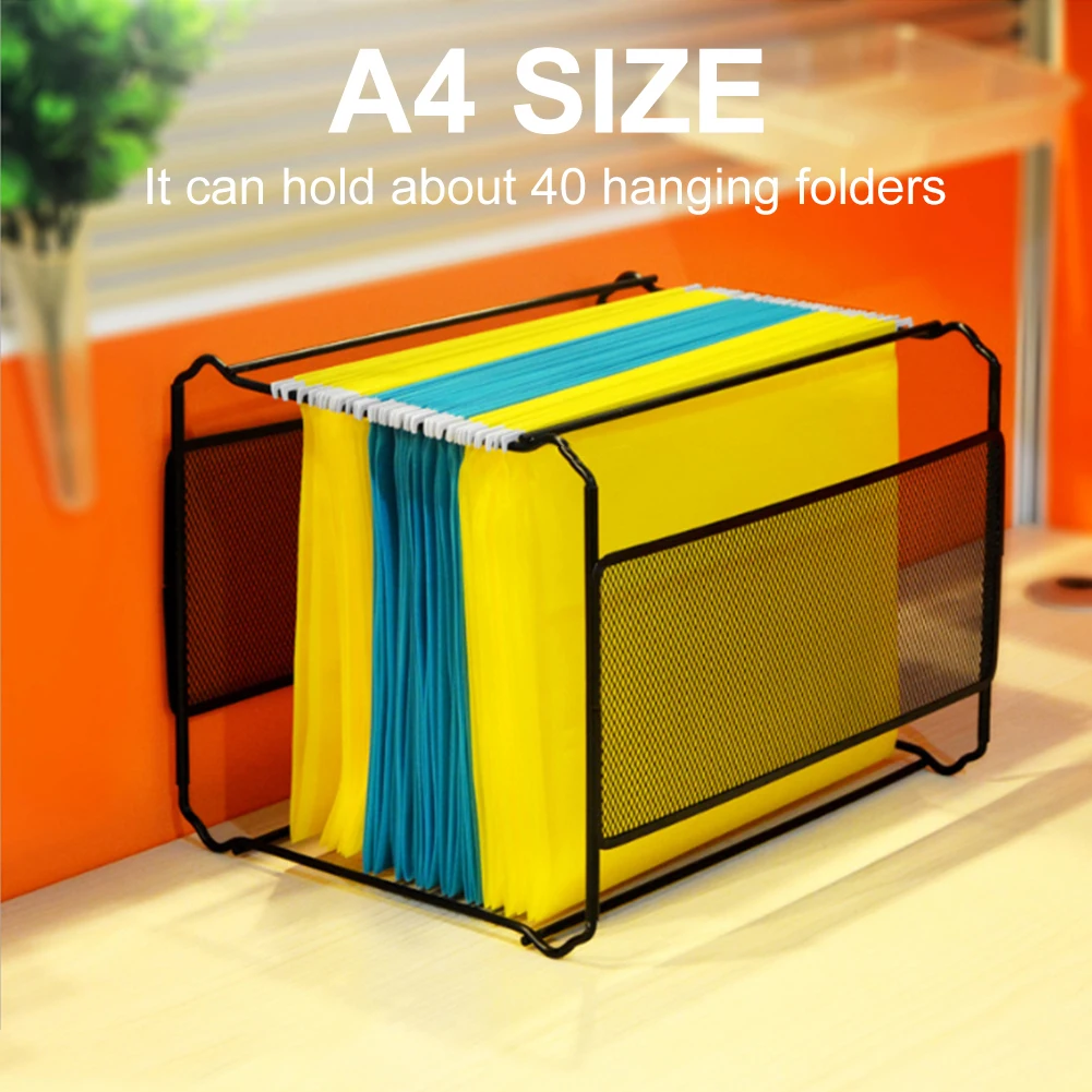 A4-Letter-Size-Hanging-File-Folder-Box-Mesh-Metal-File-Organizer-Box ...