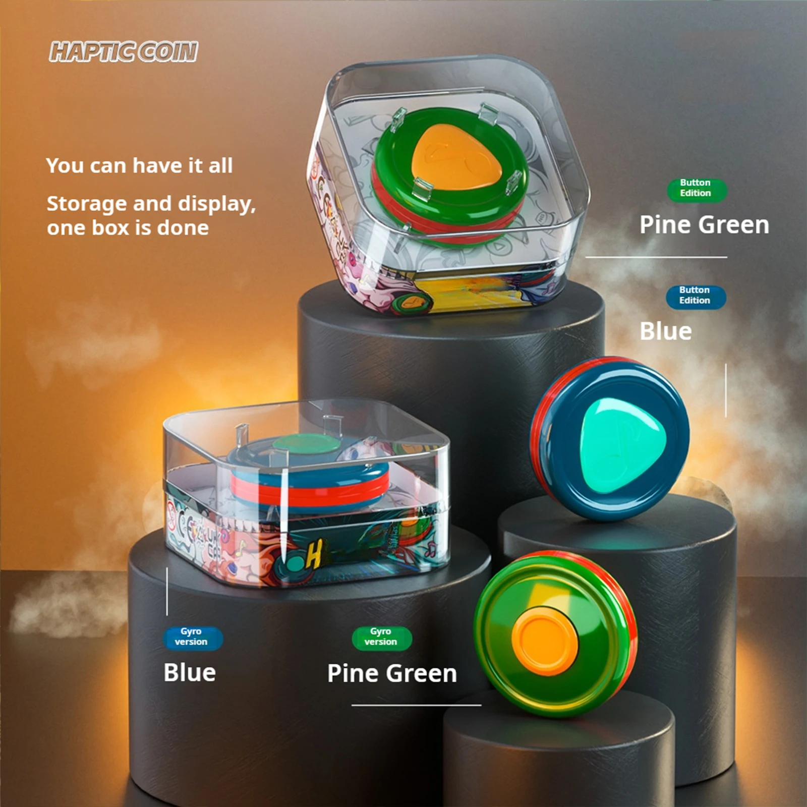 New-Fidget-Coin-Fidget-Spinner-Haptic-Coin-Blue-Plastic-Fidget-Toy-EDC ...