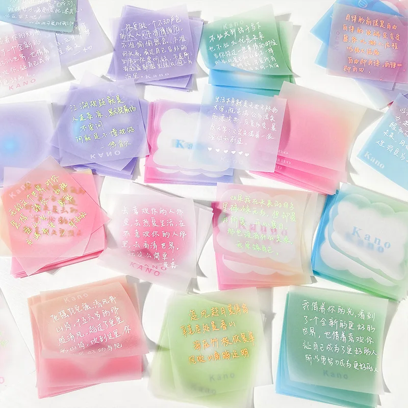 50sheet/book Ins Gradient Memo Pad Transparent Colorful Non sticky Note ...